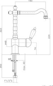 Sapho Kirké White KI14BB dřezová baterie bílá páčka bronz
