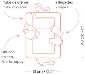 Baby Pomea - přebalovací taška pro panenky - růžová s ptáčkem