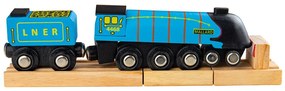 Bigjigs Rail Dřevěná replika lokomotivy Mallard + 3 koleje