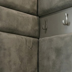 Předsíňová stěna Trinity 10 s čalouněnými panely, 280 cm, grafit/ světle béžová