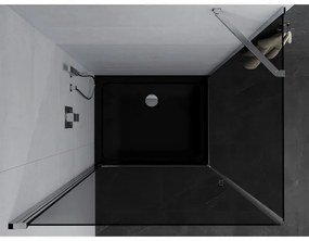 Mexen Pretoria sprchový kout s otočnými dveřmi 80 x 110 cm, grafitově černá, Chromovaná + vanička do sprchového kouta Flat, Čern