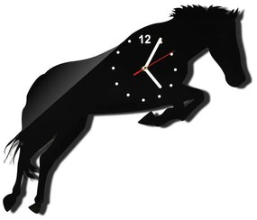 Designové nástěnné hodiny ve tvaru koně Černá