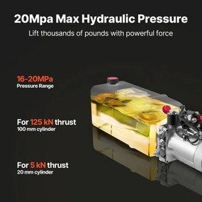 Hydraulický agregát 8 l, Maximální přetlak 22 MPa a průtok 3,4 l/min VEVOR