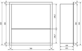 Mexen X-Wall-R, polička na zapuštění na obklad s límcem 30 x 30 cm, zlatá lesklá, 1950303010S