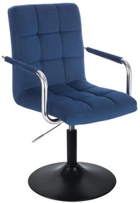 LuxuryForm DESIGN Otočná židle VERONA VELUR na černém talíři - modrá