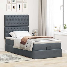 Osmanský rám postele s matracemi tmavě šedá 100x200cm samet 3313524