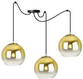 Závěsné svítidlo Bergen Gold Spider, 3x zlaté/transparentní skleněné stínítko (fi 20cm)