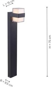 PN 9481-13 CARA LED venkovní svítidlo, osvětlení cesty, antracit, IP44, teplá bílá 3000K - PAUL NEUHAUS