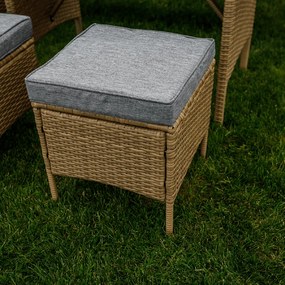 Zahradní ratanový set, přírodní/světle šedá, RANDI