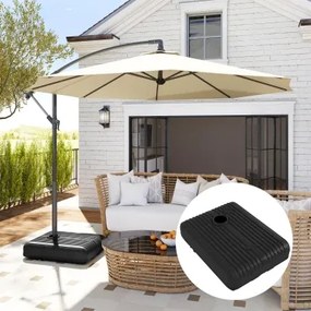 Outsunny stojan na zahradní slunečník, která se může naplnit 70-90 kg vodou a pískem, kolečka a rukojeť z HDPE, 80x60 cm, černá