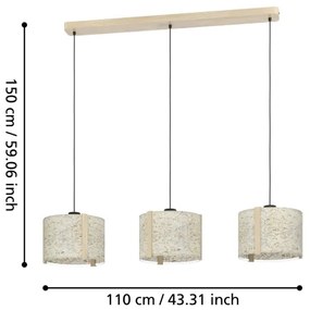 Eglo 390324 - Lustr na lanku HONTONGAS 3xE27/25W/230V béžová