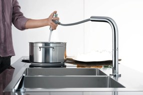 Hansgrohe M71, dřezová baterie M7120-H200 s výsuvnou sprškou, 2-otvorová instalace, sBOX, chromová, 73818000