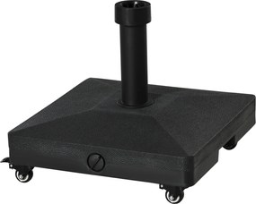 Outsunny Základna pro Slunečník s 4 Zámkovými Kolíky, Naplnitelný Stojan s 18 kg Písku nebo 16 kg Vody pro Zahradu, Terasu, Patio 45x45x39 cm Černá |