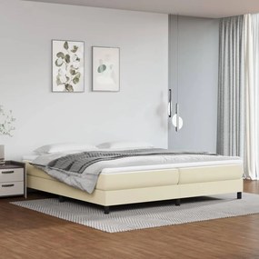 Box spring postel s matrací krémová 200x200 cm umělá kůže,  3144281