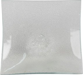 Transparentní skleněný servírovací podnos/ mísa na noze - 15*15*7 cm