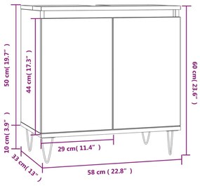 Petromila Koupelnová skříňka betonově šedá 58x33x60 cm kompozitní dřevo