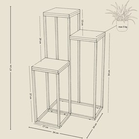 Vysoký stojan na 3 květiny BIOS, 34 x 34 x 67 cm