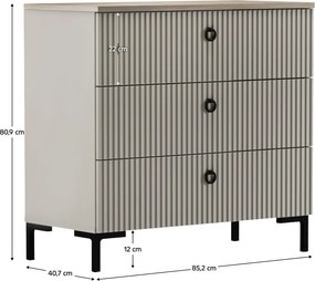 Kondela Komoda, šedohnědá Taupe/dub silverjack, DOMCA 3S
