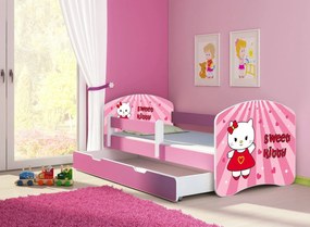 Dětská postel - Kitty 2 180x80 cm + šuplík růžová