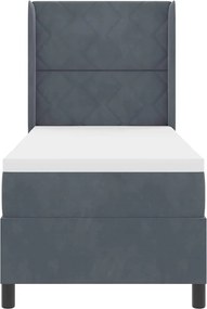 Postel s boxspringem s čelo Tmavě šedá 80 x 200 cm samet 3342033