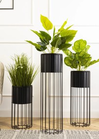 KOVOVÝ KVĚTINÁČ SE STOJÁNEM GLAM 42X20 CM ČERNÁ
