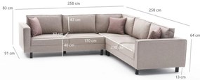 Hanah Home Rohová pohovka KALE krémová