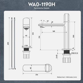 design umyvadlová baterie DOPORRO WAO 2 - bílá