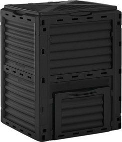 Outsunny kompostér s kapacitou 300L pro výrobu zahradního hnojiva s 48 otvory, 60,5x60,5x81,5 cm, černý | Aosom