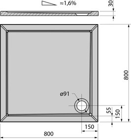 Polysan Aura 80 x 80 cm 42511 sprchová vanička litý mramor