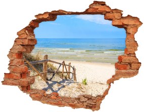 Wallmuralia Díra 3D ve zdi nálepka Vchod na pláž 90x70 cm