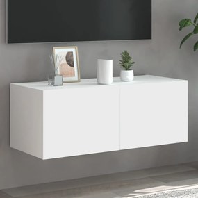Nástěnná TV skříňka s LED osvětlením bílá 80 x 35 x 31 cm