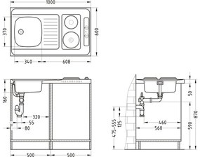 ALVEUS COMBI ELECTRA 100 Minikuchyně, 1000 x 600 mm, 3000 W 1105248