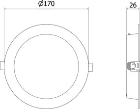 Mexen LDRR, LED stropní svítidlo na zapuštění, průměr 12 cm 17 cm, 12W, studená - 6500K, 960 lm, černá - L210-017-1265-70