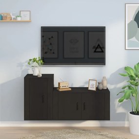 2dílný set TV skříněk černý kompozitní dřevo