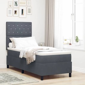 Postel s boxspringem s matrací Tmavě šedá 80 x 200 cm samet 3339729