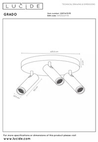 Lucide 22974/13/15 - Bodové svítidlo GRADO 3xGU10/12W/230V hnědá/černá
