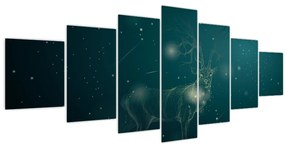 Obraz - Magický jelen v noci (210x100 cm)