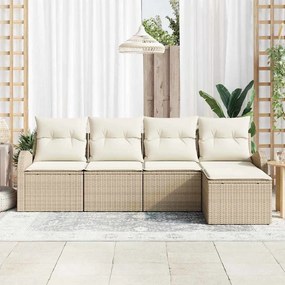 Set pohovek 5 ks Béžová a bílá polyratan 3354670