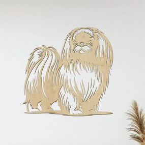 dřevo života Dřevěný obraz psa Pekingese Zvolte rozměr (cm): 60x58, Zvolte barvu dekoru: Javor