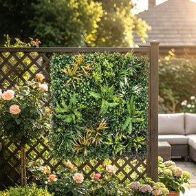 Outsunny umělý panel břečťanu, 1 x 1 m (100 x 100 cm) — panel pro soukromí pro balkon, terasu a venkovní dekor