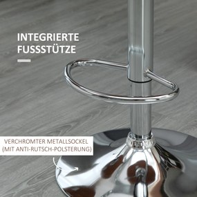HOMCOM Sada 2 moderních barových židlí s nastavitelnou výškou sedáku 64-85 cm, otáčecí 360° s umělým potahem - Krémová imitace dřeva
