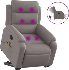 Elektrické zvedací masážní polohovací křeslo taupe textil 3205024