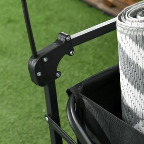 Skládací vozík Outsunny se slunečníkem, rukojetí a taškou, nosnost až 100 kg, Oxford, černý