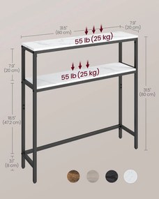 Konzolový stolek Vasagle Crem 80 cm černý/bílý mramor