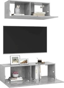 2dílný set TV skříněk betonově šedý kompozitní dřevo 3079122