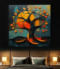 Obraz na plátně - Strom života Sluneční soulad FeelHappy.cz Velikost obrazu: 140 x 140 cm