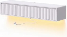 HOMCOM zavěšený TV nábytek 120 cm s LED osvětlením a zásuvkami, TV nábytek pro televizi 165,1 cm, bílá