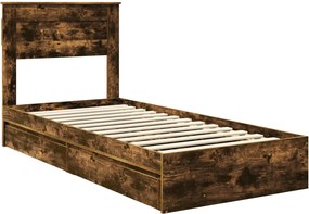 Postel s úložným prostorem se zásuvkou Kouřový dub 100 x 200 cm 3409936