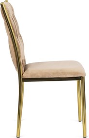 Designová jídelní židle Dan samet béžová/zlatá