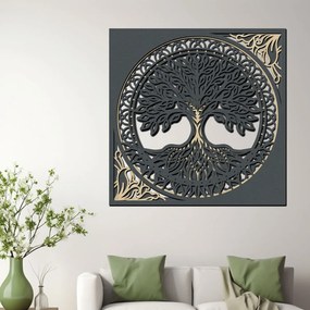 dřevo života Dřevěný strom ZÁZRAKŮ Zvolte rozměr (cm): 80x80, Zvolte barvu dekoru: Antracit-Javor